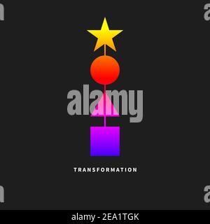 Icon transformation. Transition of geometric shapes, circle, triangle ...