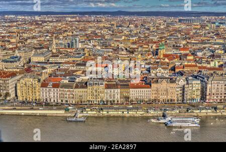 Budapest cityscape from Citadel Hill, HDR Image Stock Photo - Alamy