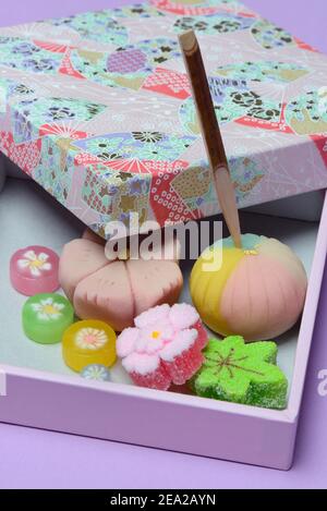 Wagashi, Japanese sweets in gift box, candy, sweets Stock Photo - Alamy