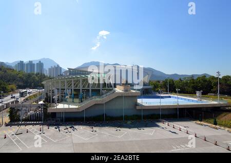 The public swimming pool at Tung Chung on Lantau Island, Hong Kong ...