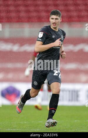 Brentford's Vitaly Janelt in action during the Premier League match at ...