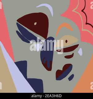 Seamless abstract cubism face with nose and lips. Illustration drawn ...