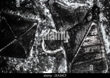 Amazing salt crystal close up under the light microscope. Grown crystal ...