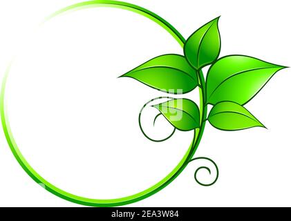 Environmental concept. Green leaves border frame with white paper for ...