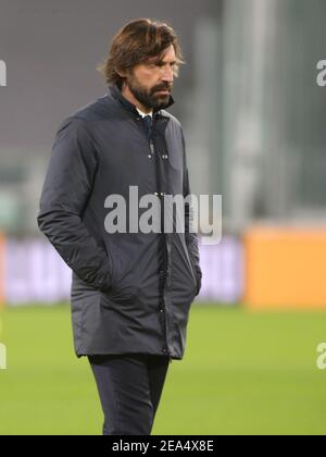 Andrea Pirlo coach of Juventus FC holds the ball during the Serie A ...