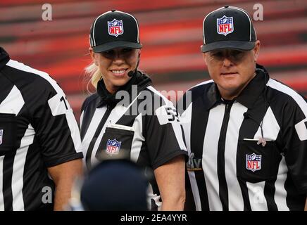 Line judge Sarah Thomas before an NFL football game between the Dallas ...