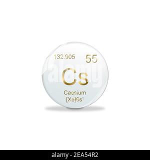 Caesium Cs, chemical element. 3D rendering isolated on black background ...