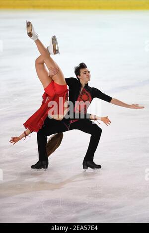 Eva BERNARD & Tom JOCHUM from France at the kiss and cry in the Junior ...