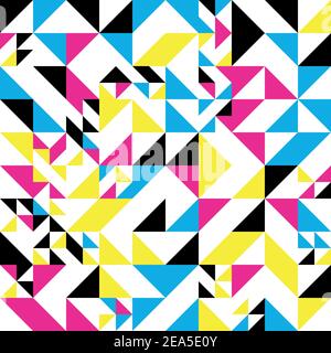 Abstract mosaic of right triangles. CMYK color right triangles ...