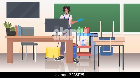 Janitor cleaning the classroom Stock Vector Image & Art - Alamy