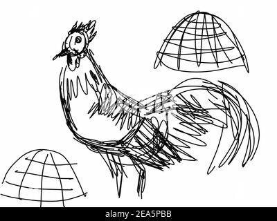 art, drawing ,backgrounds for design , drawing hen , bantam Stock Photo ...