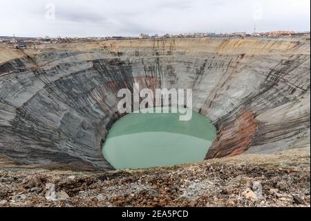 One of the deepest quarries in the world. Kimberlite pipe Mirny Yakutia ...