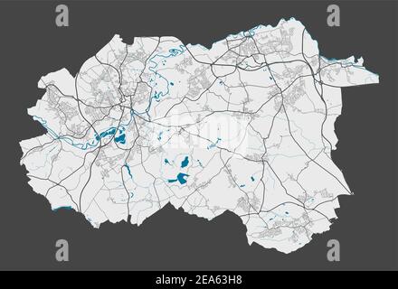 Wakefield City Map England UK labelled black illustration Stock Vector ...