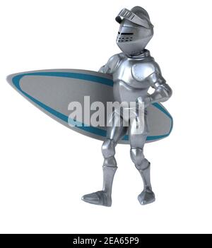 Fun 3D cartoon knight surfing Stock Photo - Alamy