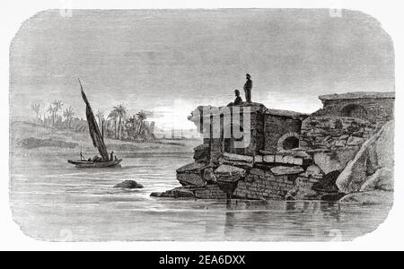 Nile River Delta Village. Ancient Egypt History. Old 19th century ...