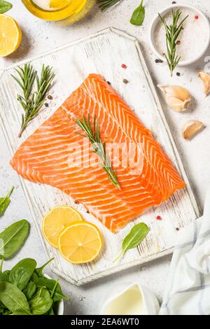 Salmon fillet with ingresients for cooking Stock Photo - Alamy