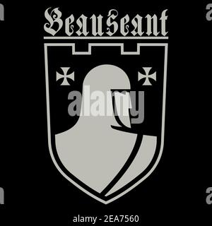 Illustration of a knight templar crusader with sword and shield riding ...