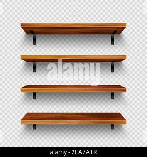 Realistic shelving set of white and black empty shelves and racks of ...