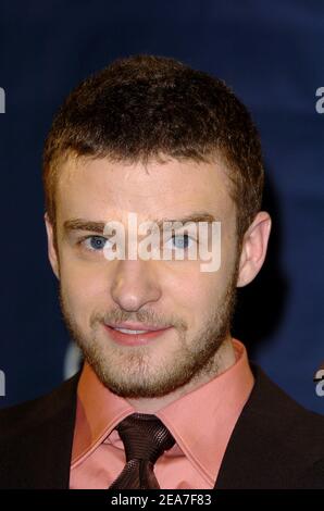 Justin Timberlake poses in the pressroom at the 46th Annual Grammy ...