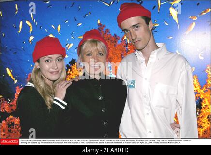 Commandant Jacques-Yves Cousteau's wife Francine and her two children ...