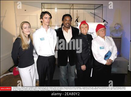 Commandant Jacques-Yves Cousteau's wife Francine and her two children ...