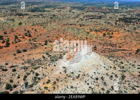 Australia, NT, aerial view of Chambers Pillar historical reserve with ...