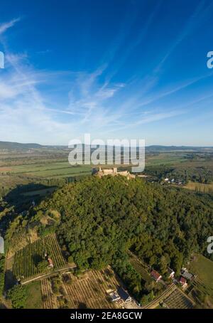 Castle Szigliget, Szigligeti var, castle ruins, entrance, drawbridge ...