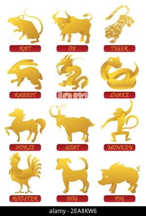 Set of Chinese Zodiac Animals Stock Vector Image & Art - Alamy