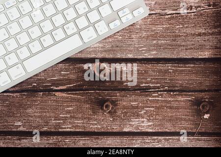 Modern computer on table. Antivirus concept Stock Photo - Alamy