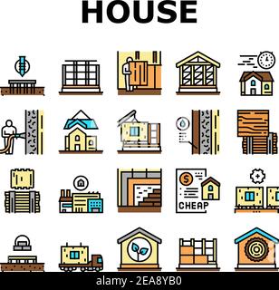 Timber Frame House Collection Icons Set Vector Stock Vector Image & Art ...