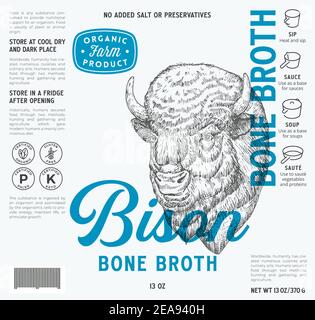 Beef Bone Broth Label Template. Abstract Vector Food Packaging Design ...