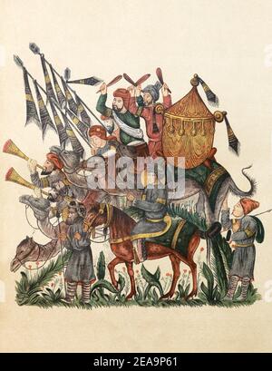 Musicians and standard-bearer Stock Photo - Alamy