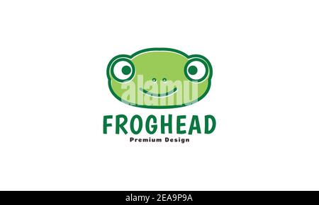 Frog head logo design. Abstract drawing frog face. Cute frog face ...