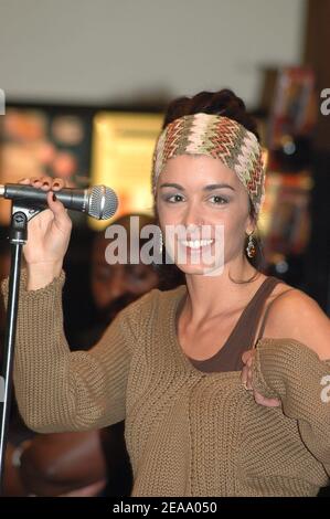 French singer Jenifer performs live during a show case at the Virgin ...