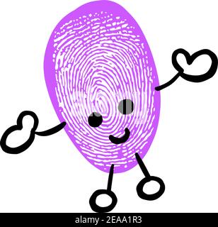 Funny Fingerprint Print Bean Cartoon Character Emoticon Stock Vector ...