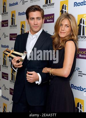 Jennifer Aniston & Jake Gyllenhaal attend the Hollywood Film Festival ...