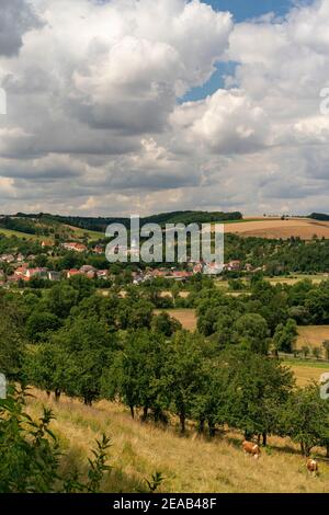 View of Crossen an der Elster, Saale-Holzland-Kreis, Thuringia, Germany ...