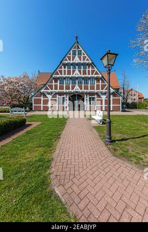 Half-timbered house, Jork, Altes Land area, Lower Saxony Stock Photo ...