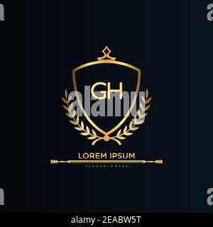 Luxury royal wing Letter GH crest Gold color Logo vector, Victory logo ...