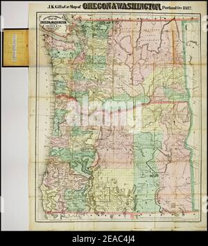 New county & township map of Oregon & Washington Stock Photo - Alamy