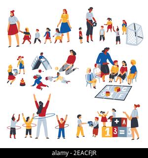 sports and female teachers in the school corridor vector illustration ...