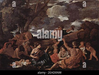'La Grande Bacchanale' by Nicolas Poussin depicts a dramatic scene of ...