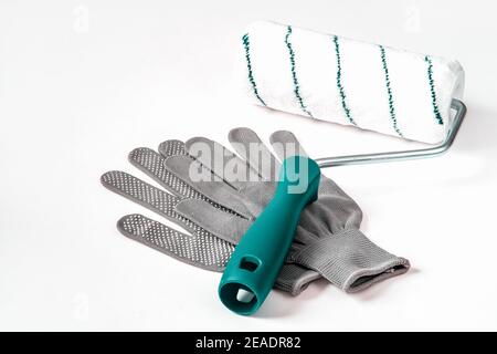Paint roller, protective gloves, everything for repair and painting ...