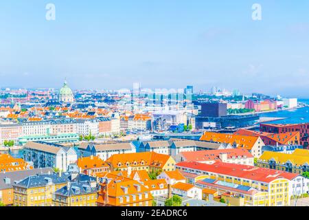 aerial view of copenhagen including the Marble church and the ...