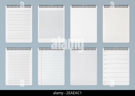 Squared note paper block, realistic vector mock-up. Letter size cross ...