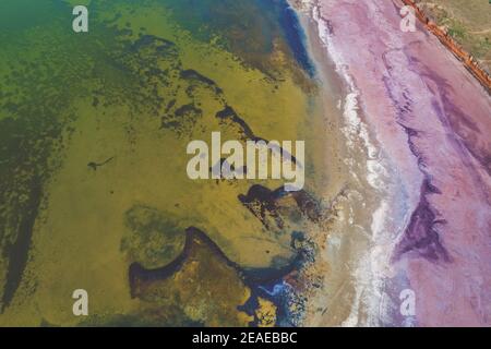 Abstract nature background. Top view of the dry estuary. Land texture ...
