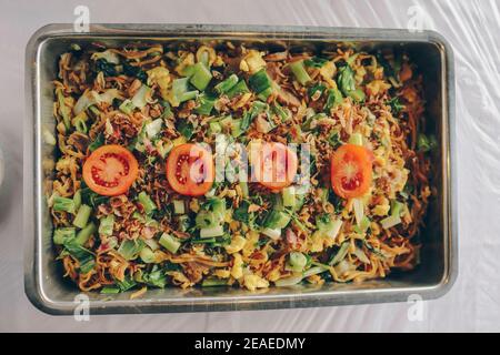 "Mie Goreng Jawa or bakmi jawa or java noodle with spoon and fork ...