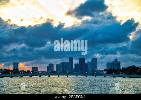 Dramatic sky over Miami skyline, Florida, USA Stock Photo - Alamy
