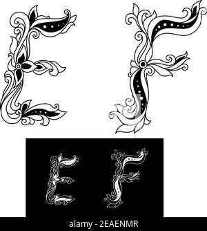 A decorative capital letter D with floral embellishment, vintage line ...