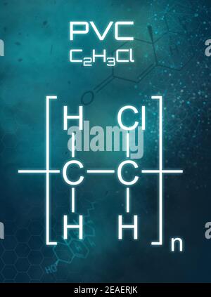 poly(vinyl chloride) plastic (PVC), chemical structure. Stylized ...